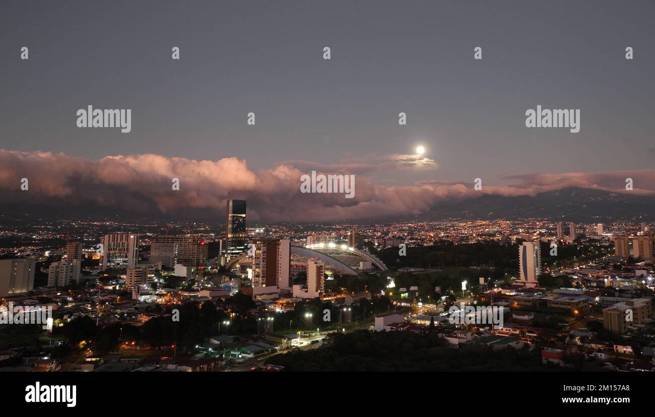 Aerial view of La Sabana Park, Costa Rica National Stadium and San Jose ...
