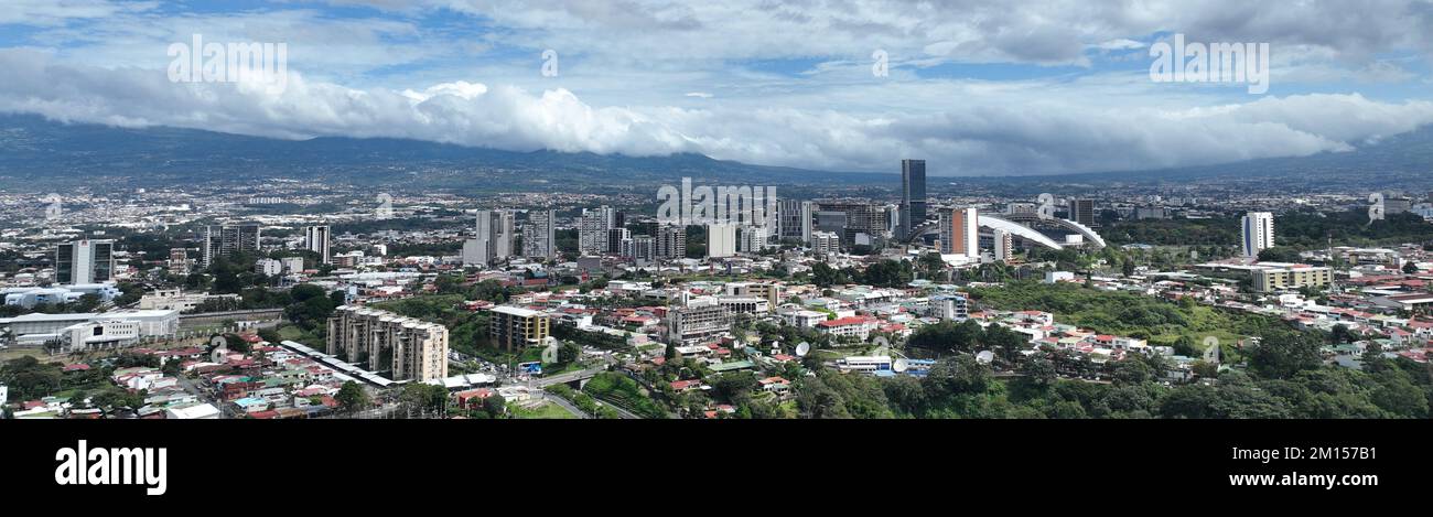 Aerial view of La Sabana Park, Costa Rica National Stadium and San Jose ...