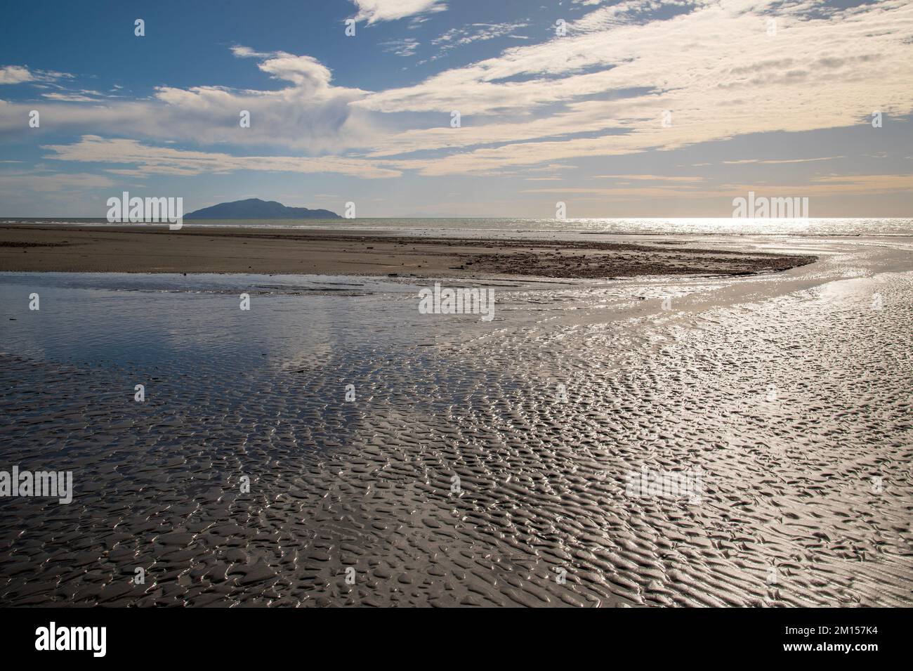 The Waitohu stream and the Tasman sea at Otaki Beach in Kapiti, New ...
