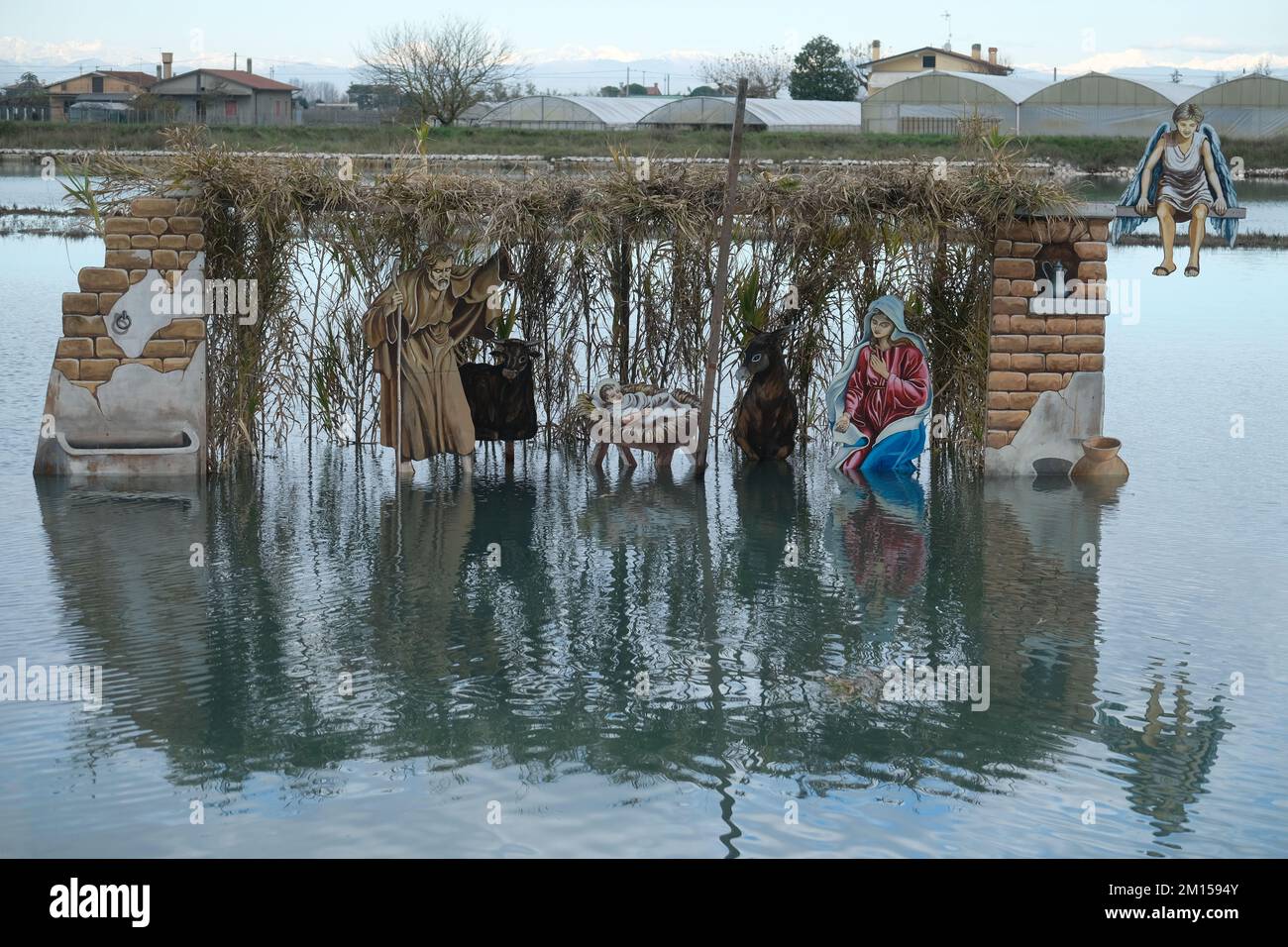A floating nativity scene stands in the waters around Treporti on ...