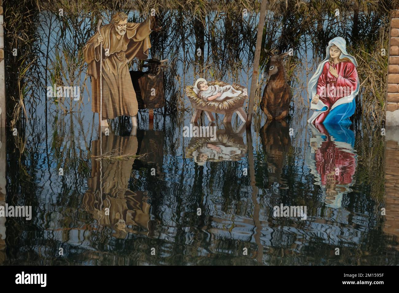 A floating nativity scene stands in the waters around Treporti on ...