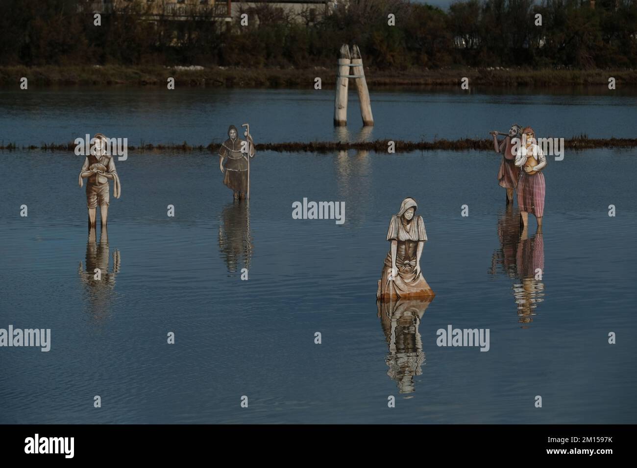 A floating nativity scene stands in the waters around Treporti on ...