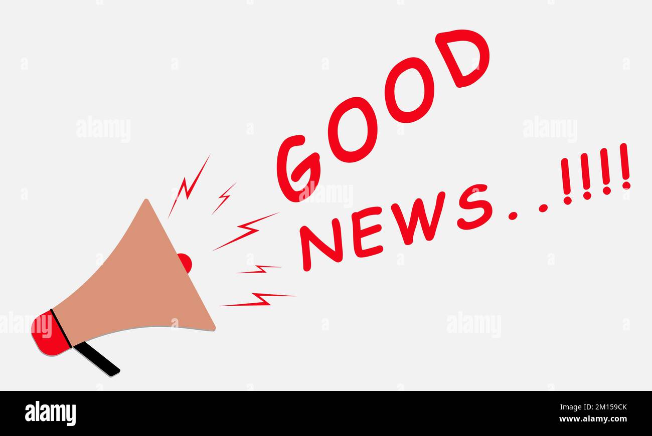 The megaphone with "Good news" text near on the white background Stock ...