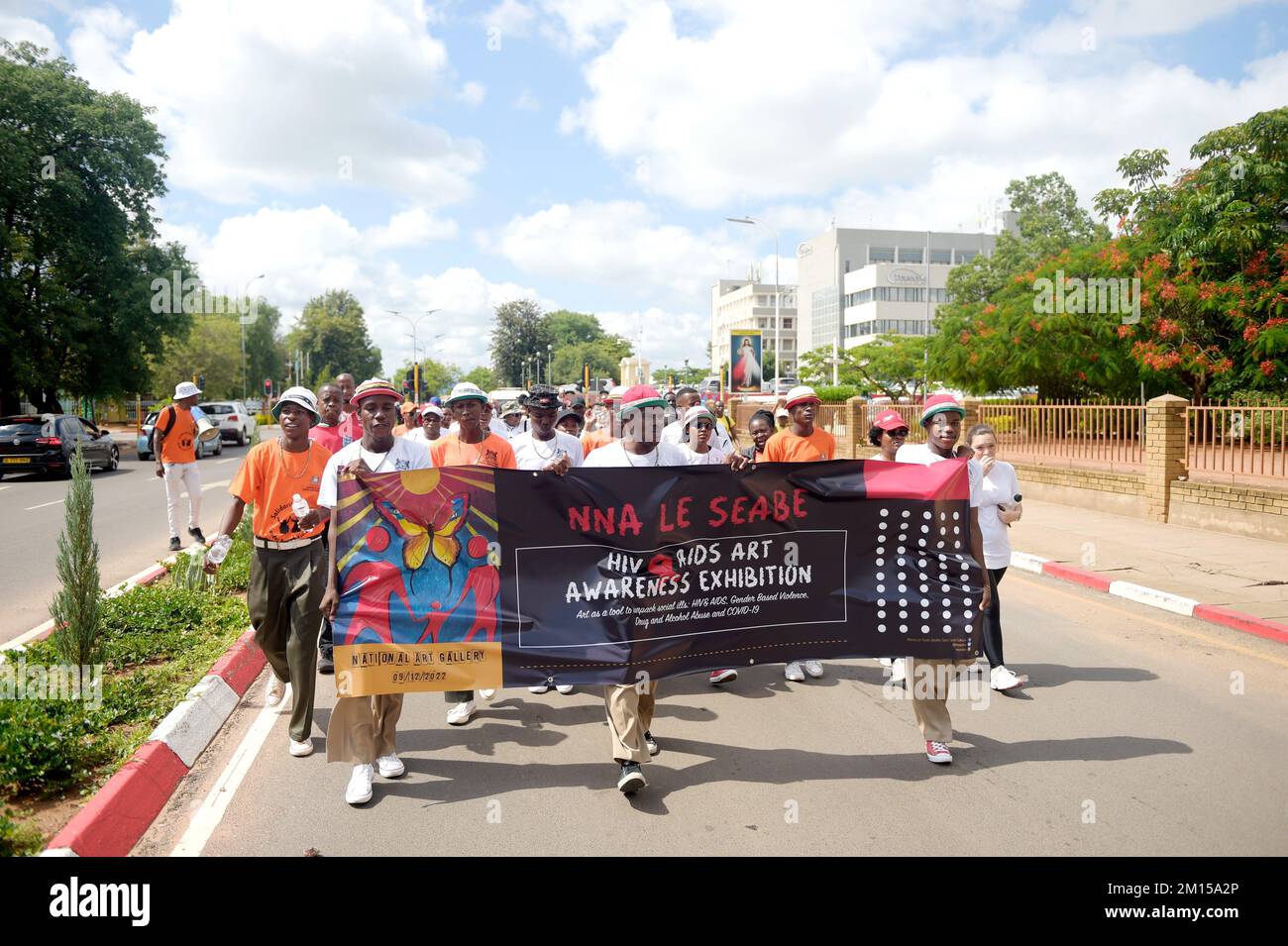 Gaborone, Botswana. 9th Dec, 2022. People take part in a march to ...