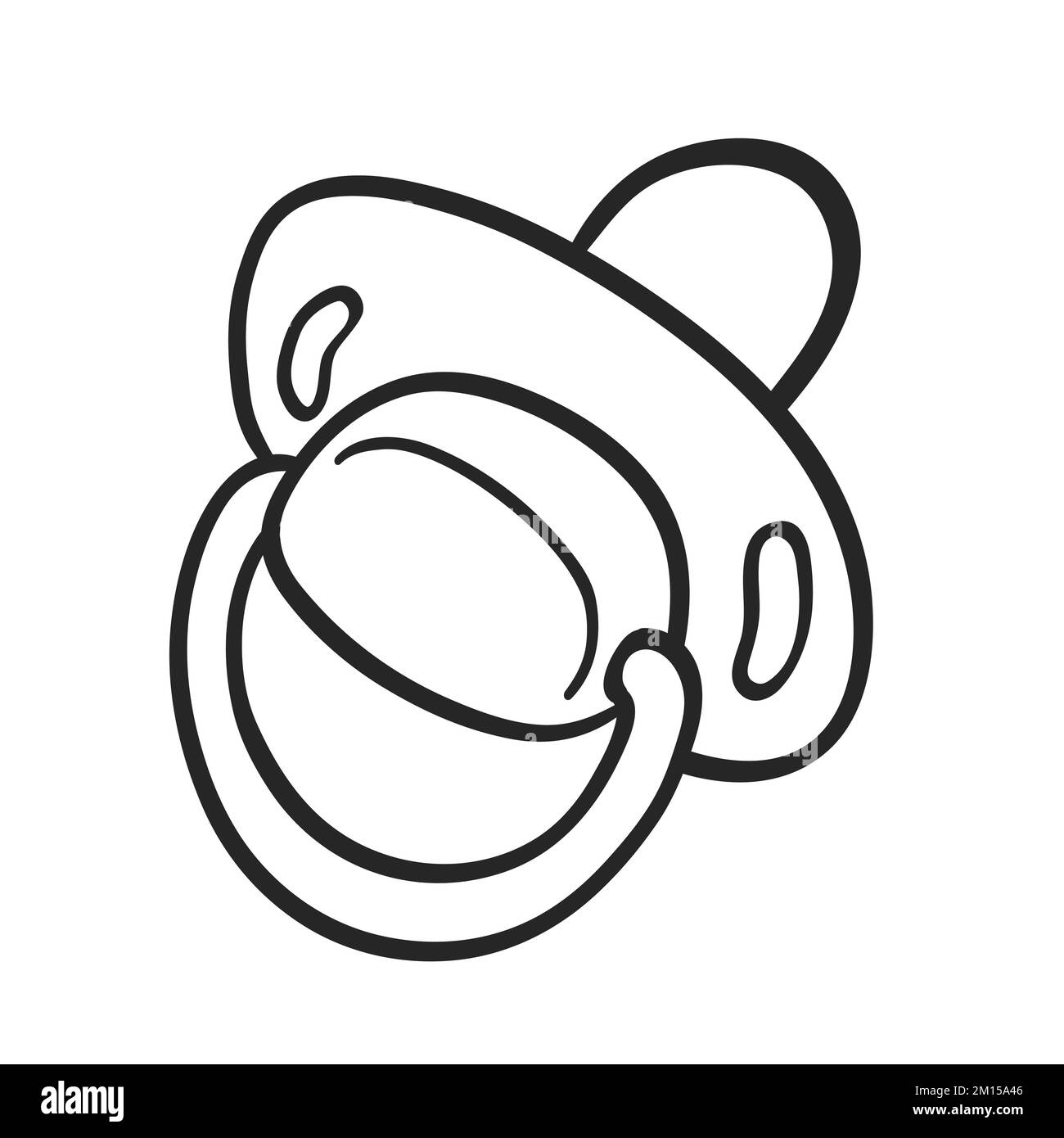 Pacifier or dummy in hand drawn doodle style. Sketch. Isolated on a ...