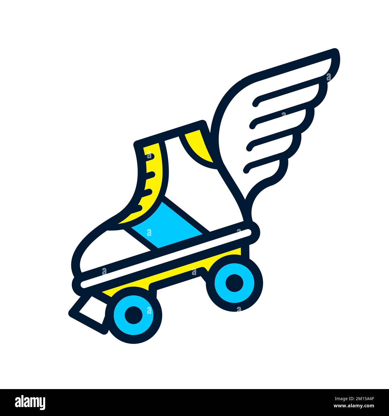 Flying classic roller skates with wings. Retro quad rollers isolated ...