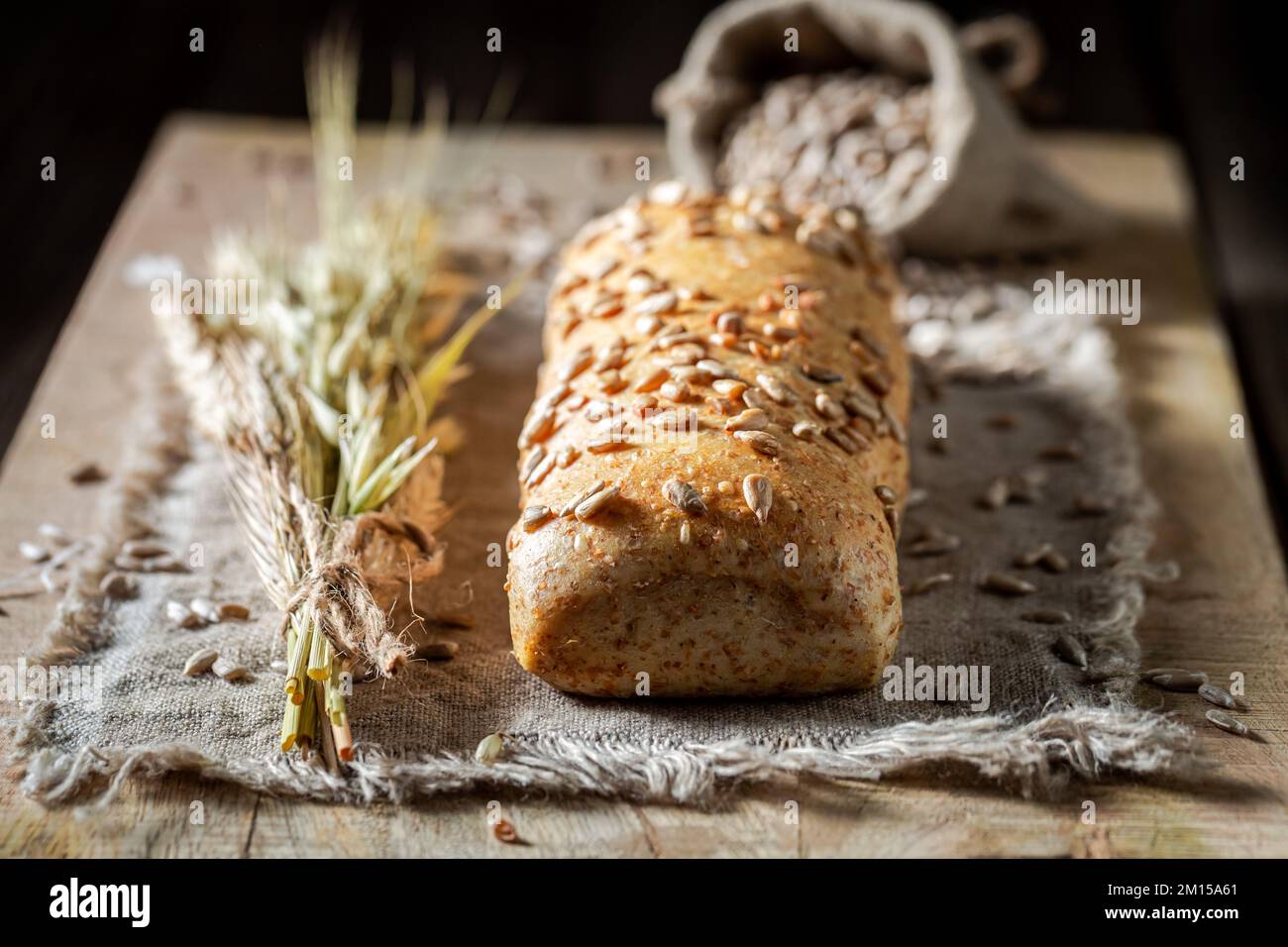 Fresh and tasty oat buns for breakfast. Group of many buns Stock Photo ...