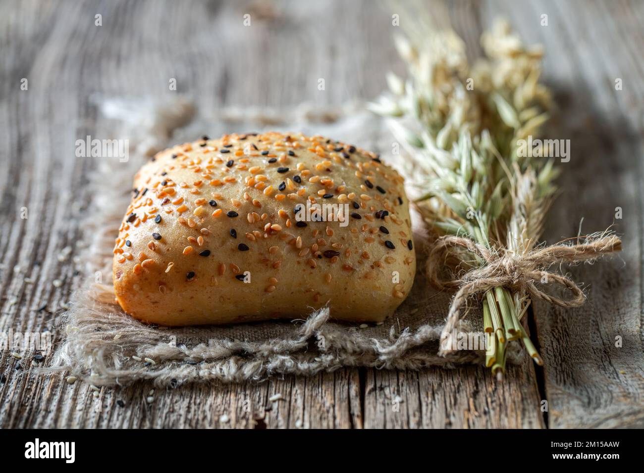 Healthy and wholegrains oat buns in rustic kitchen. Buns from the ...