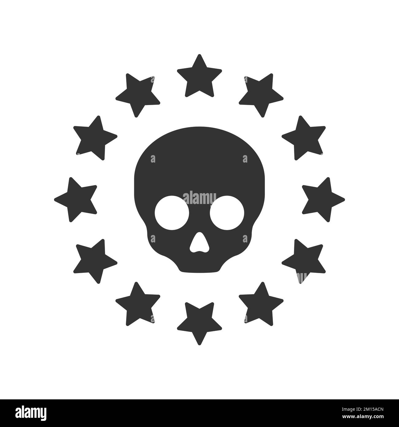 Abstract vector illustration. Skull with border of stars. Isolated on ...