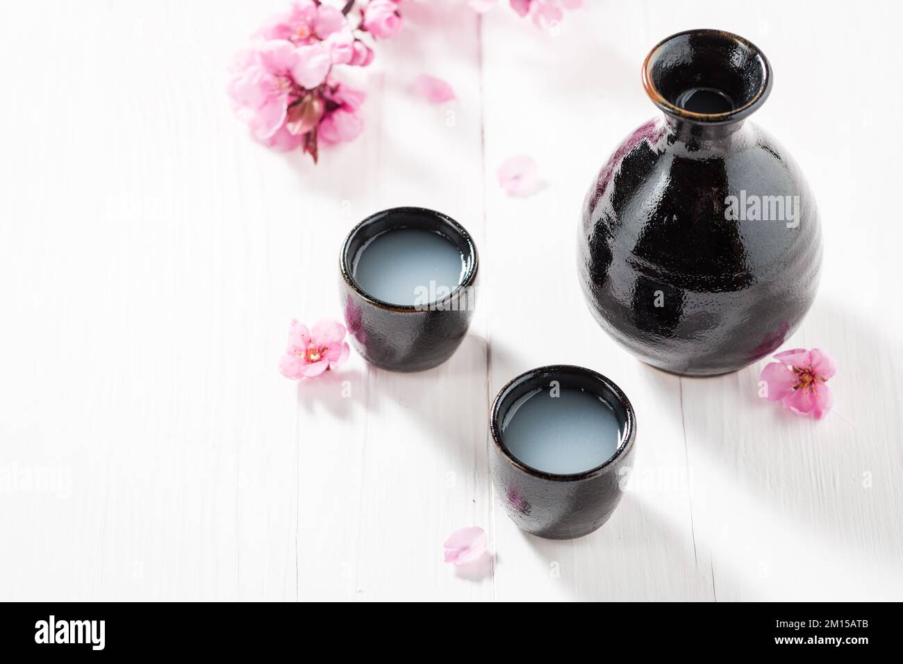 Strong Japanese sake in the Japanese restaurant. Served sake in ...