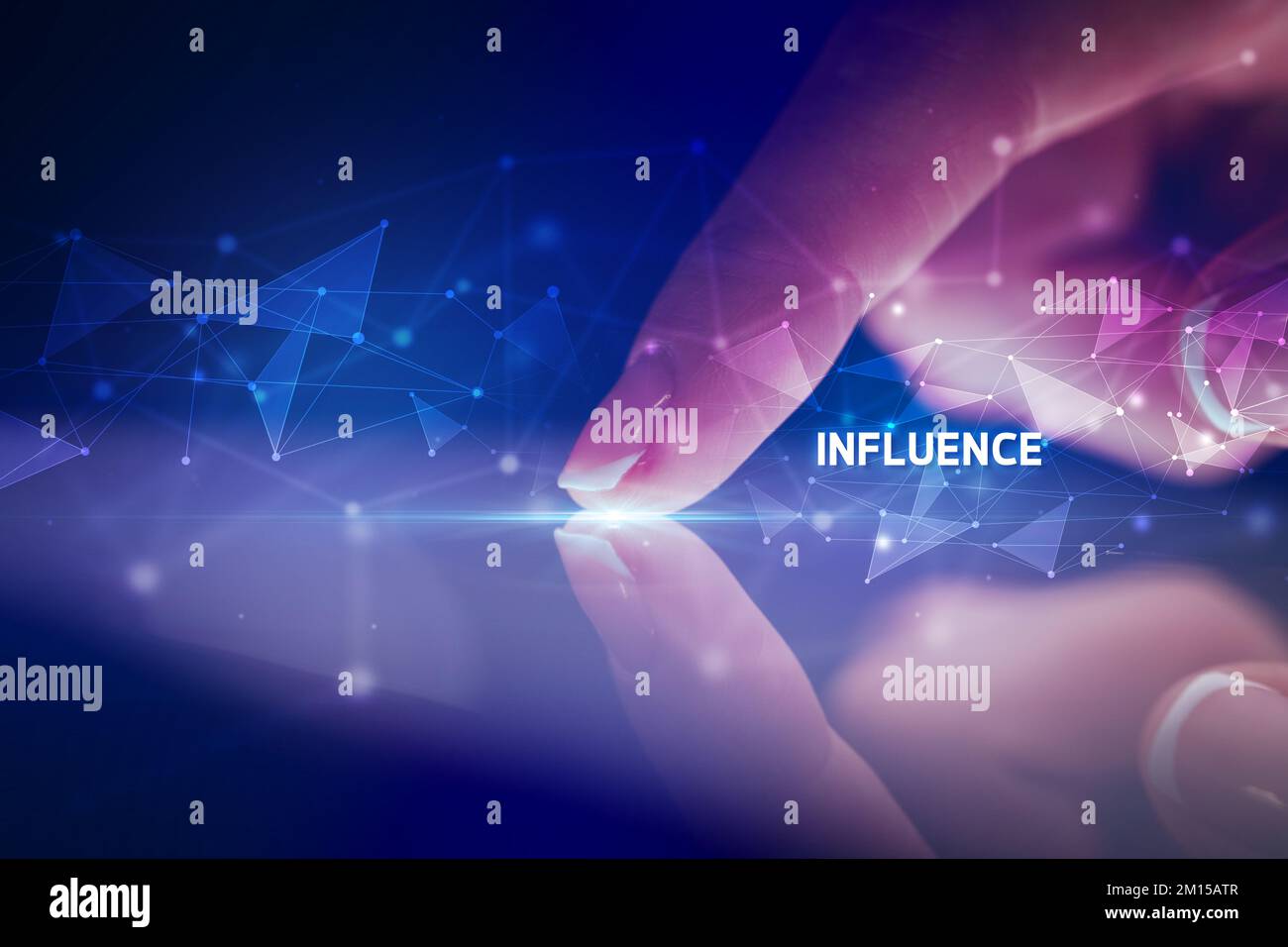 Finger touching tablet with business connection concept Stock Photo - Alamy