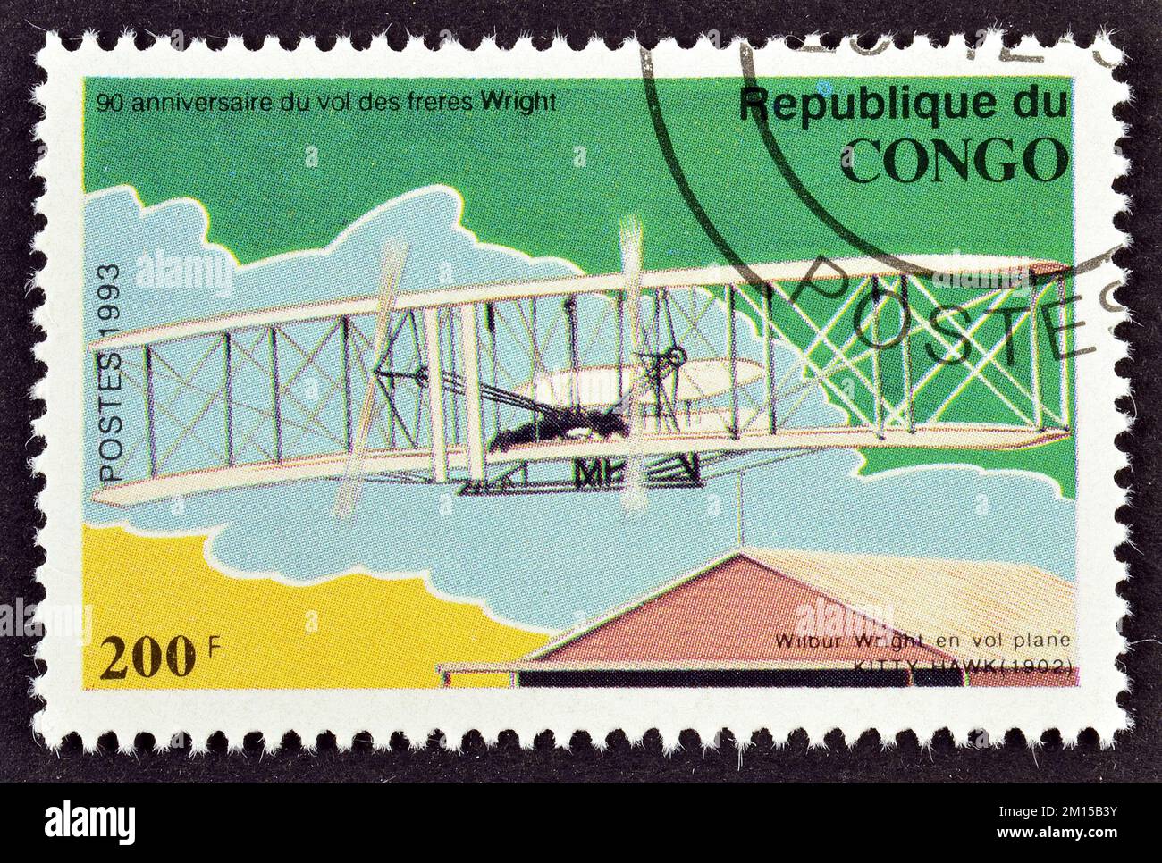 Cancelled postage stamp printed by Congo, that shows Flight at Kitty ...