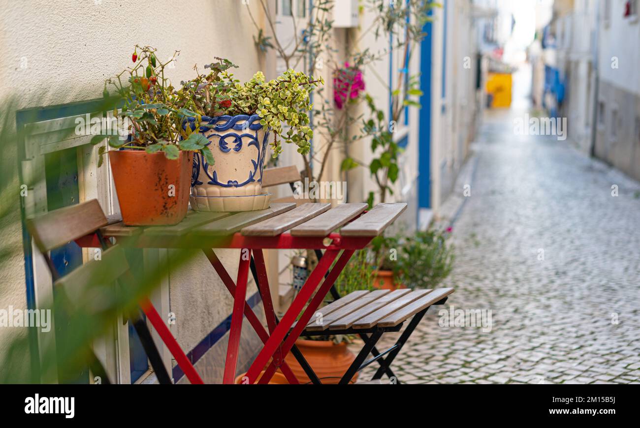 Cozy european street in Portugal Stock Photo - Alamy