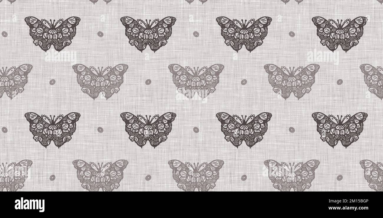 Farmhouse gray butterfly seamless border. Rustic French wildlife for ...