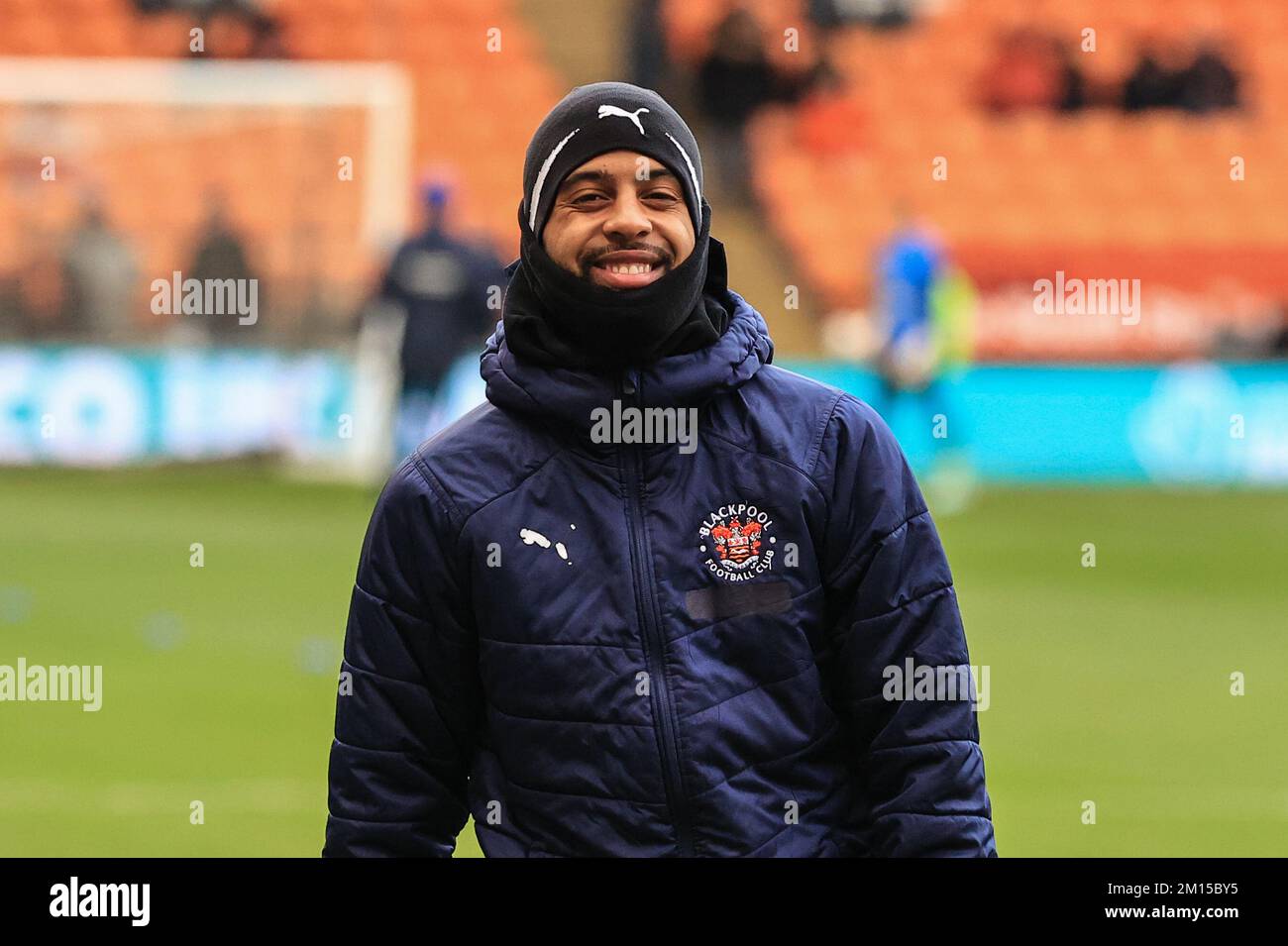 CJ Hamilton #22 of Blackpool during the pre-game warmup during the Sky ...