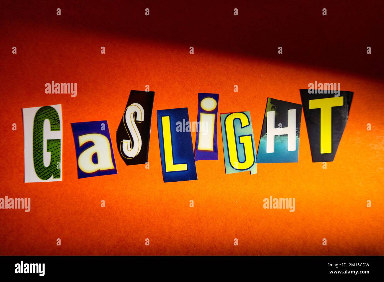 "Gaslight" concept using cut-out paper letters in the ransom note ...