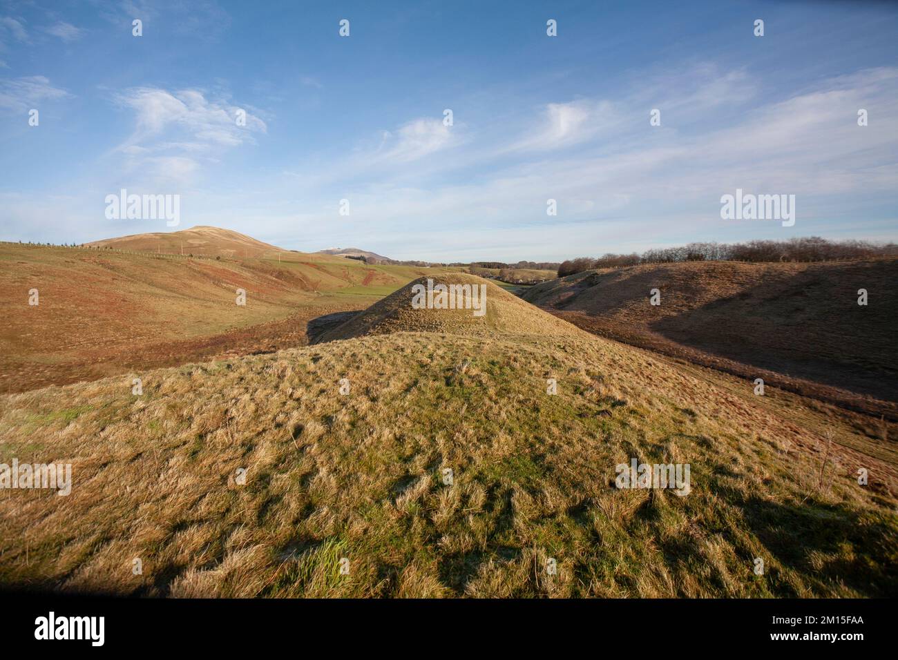 Meltwater channels at Carlops in the Pentland Hills, Scotland Stock ...