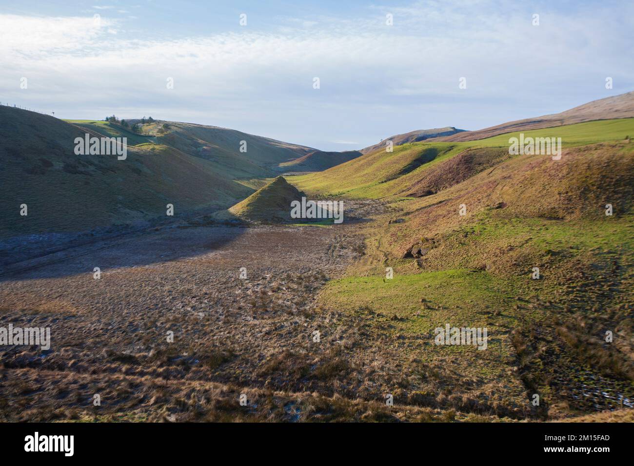 Meltwater channels at Carlops in the Pentland Hills, Scotland Stock ...