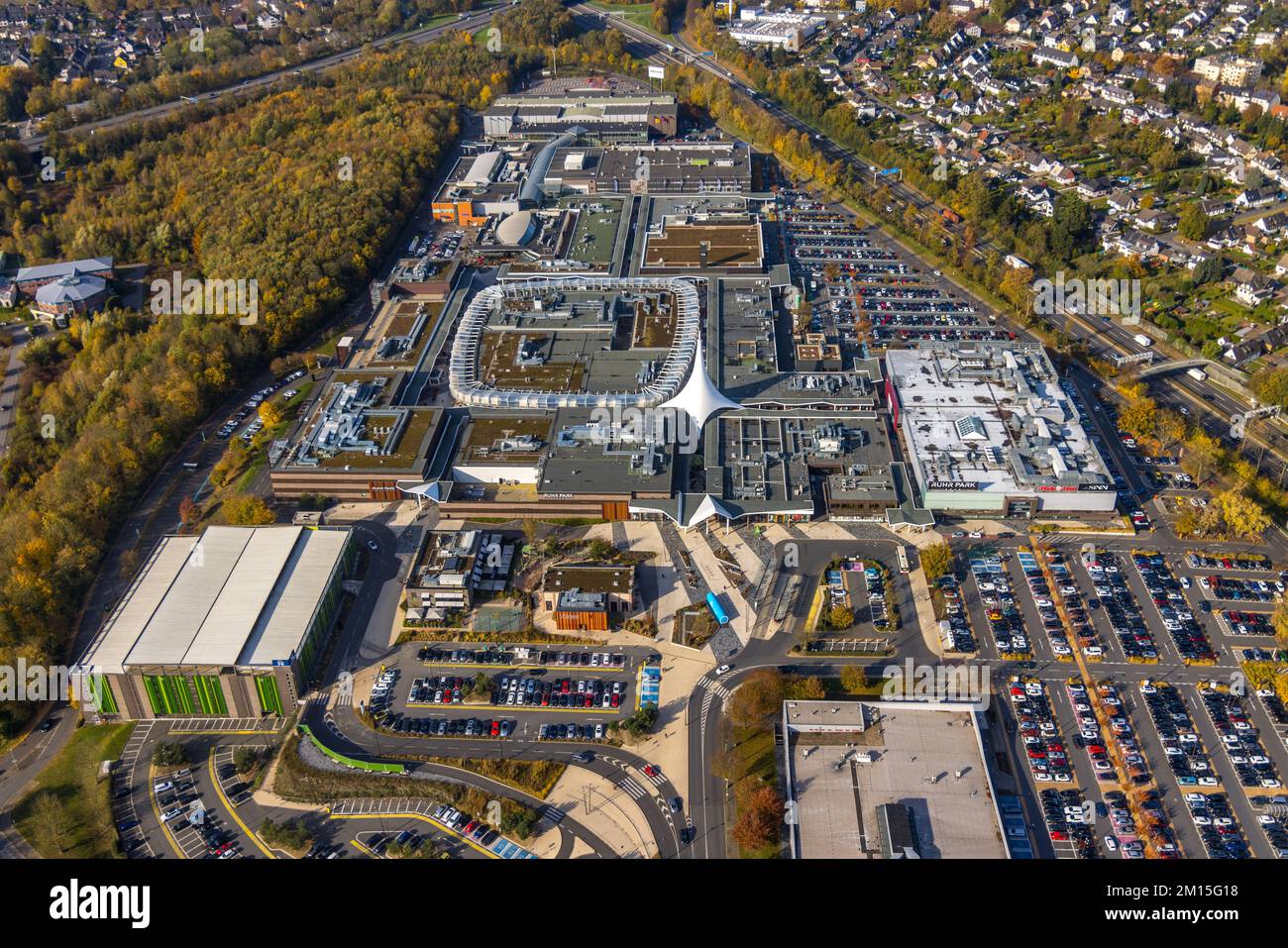 Aerial view, Ruhr Park shopping center in Harpen district in Bochum, Ruhr area, North Rhine ...