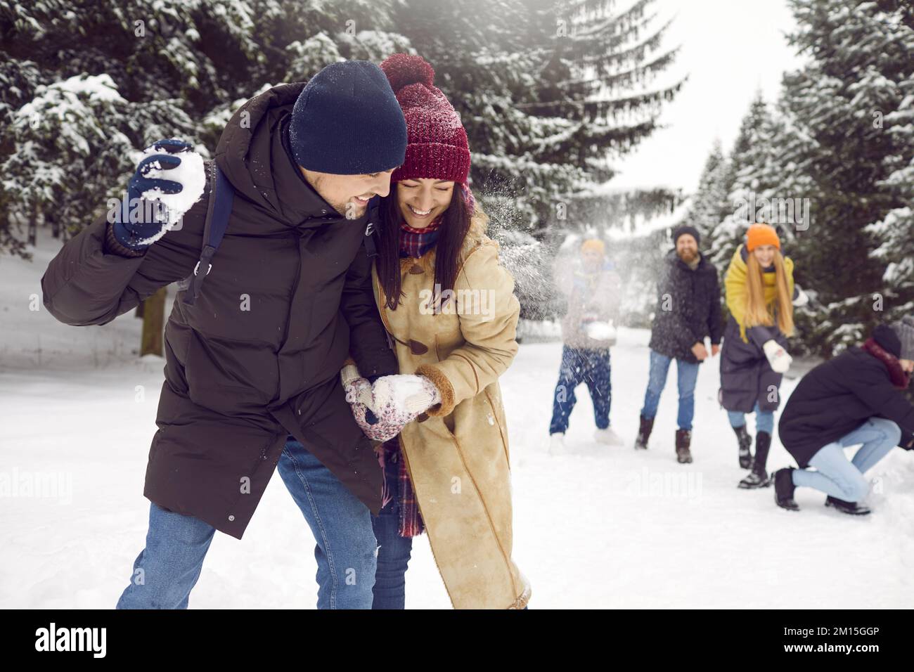 Playing snowballs hi-res stock photography and images - Alamy