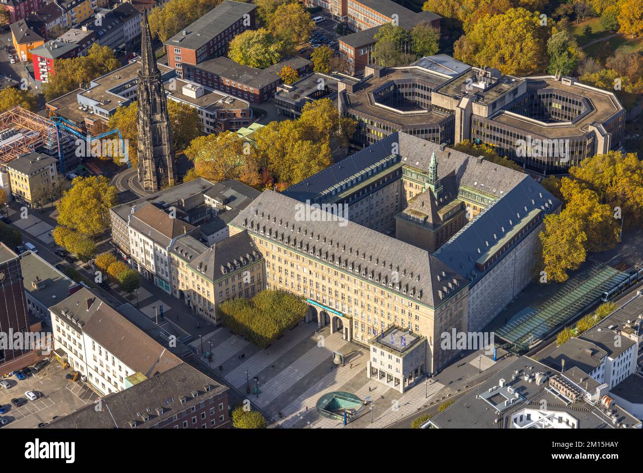Aerial view, Bochum City Hall and Christuskirche Bochum and Bochum ...