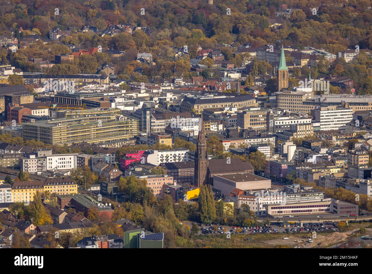 Aerial view, city center with the former St. Mary's Church and Provost ...