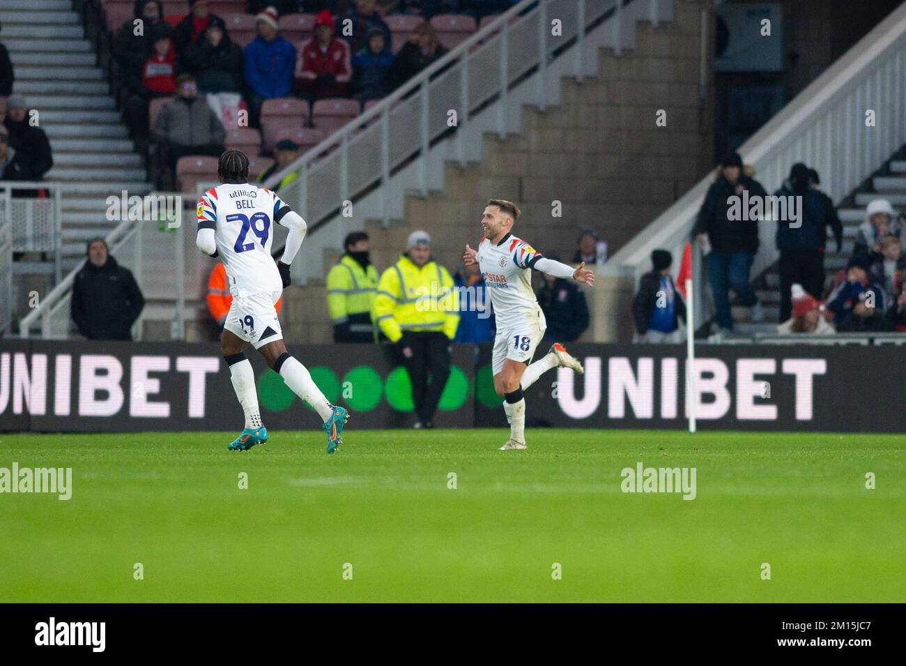 Luton Town's Jordan Clark celebrates after scoring during the Sky Bet ...