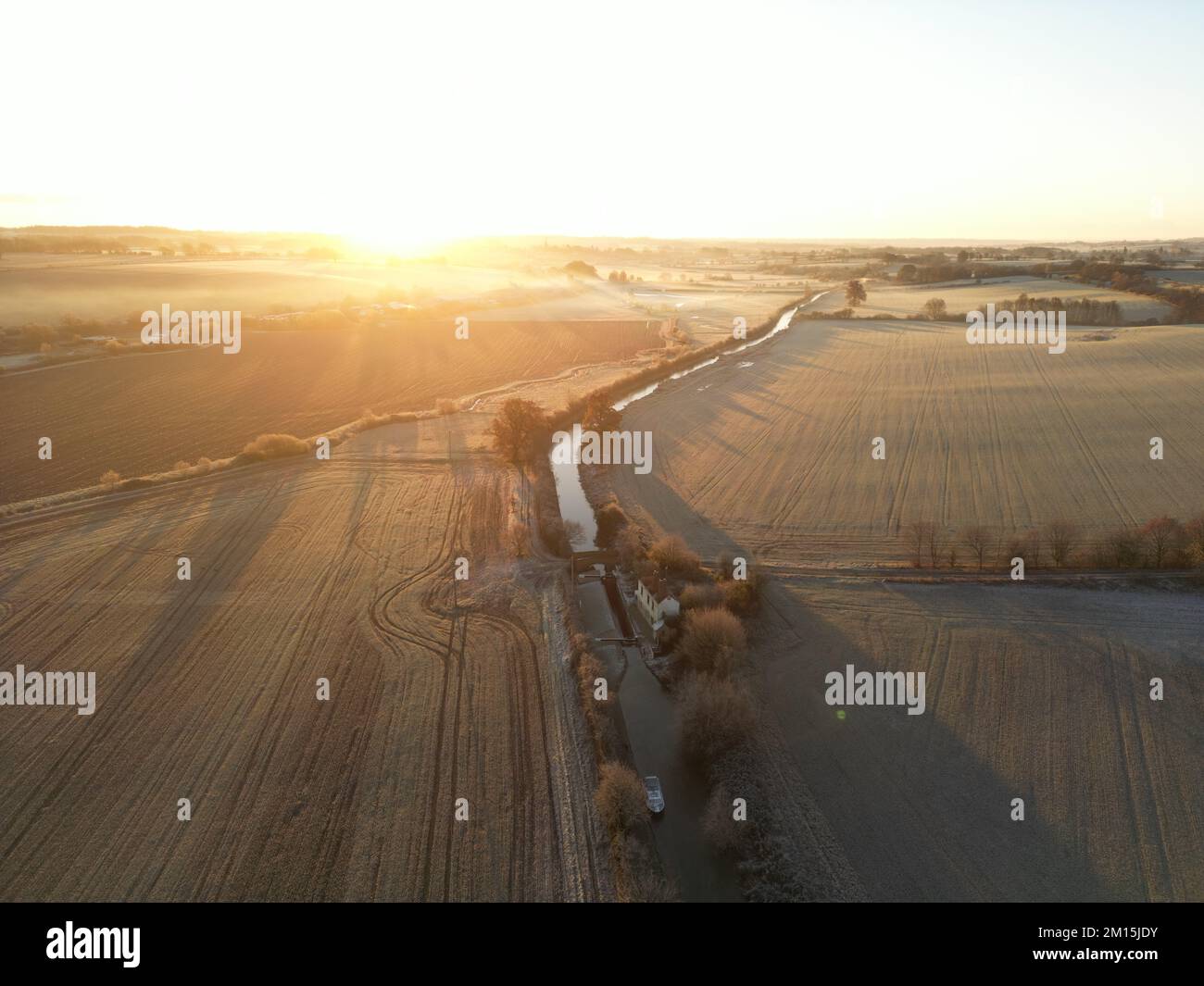 Grants Lock Aerial photo. Oxford canal. Oxfordshire. England. UK Stock ...