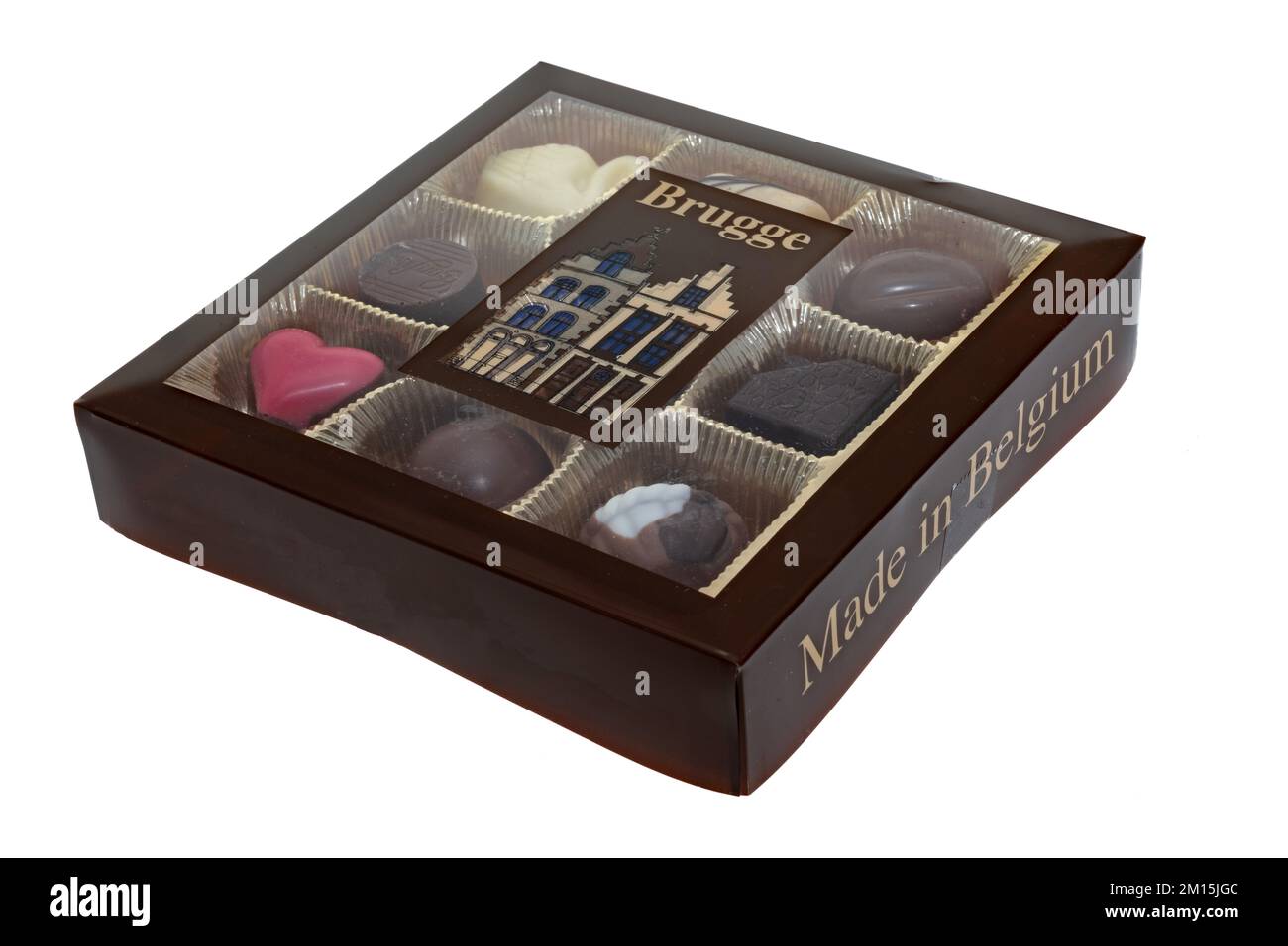 A box of Belgian chocolates - white background Stock Photo - Alamy