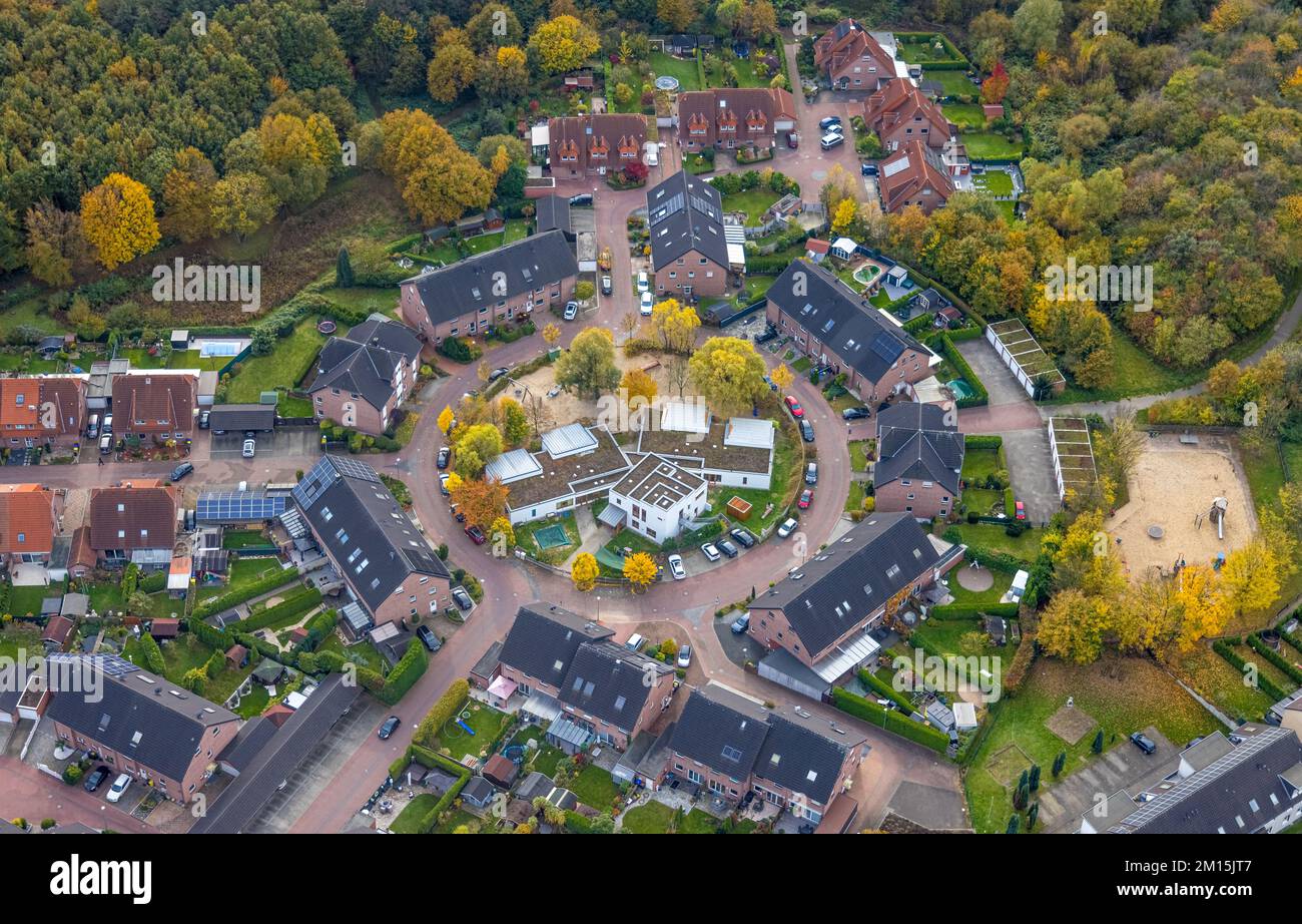 Aerial view, circular residential complex Im Johannestal and municipal ...