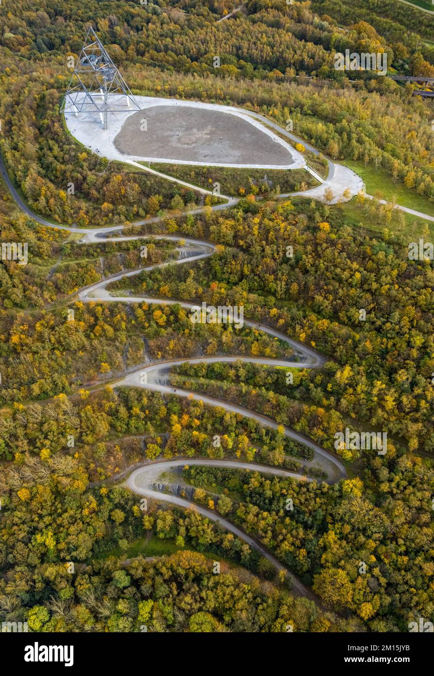 Aerial view, tetrahedron pyramid and serpentine path on Beckstraße ...