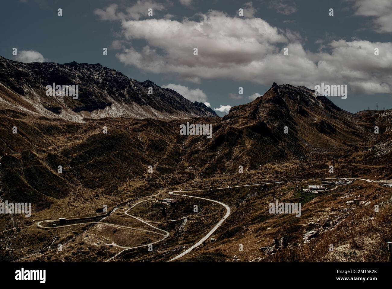 An aerial landscape of the beautiful rocky Nufenen mountain pass Stock ...