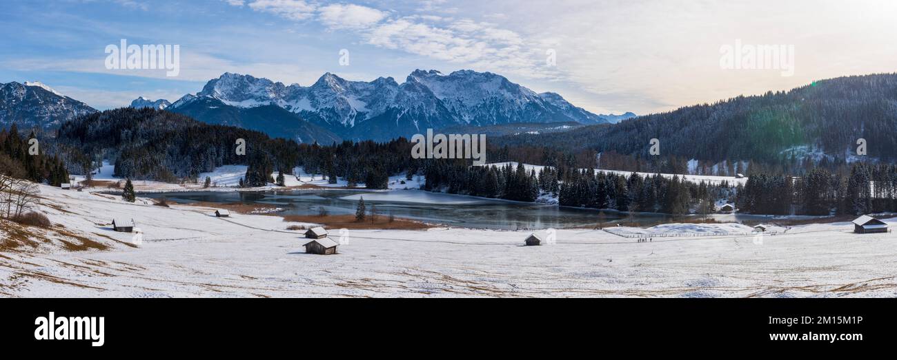 panoramic landscape with mountains in snow at cold winter day Stock ...