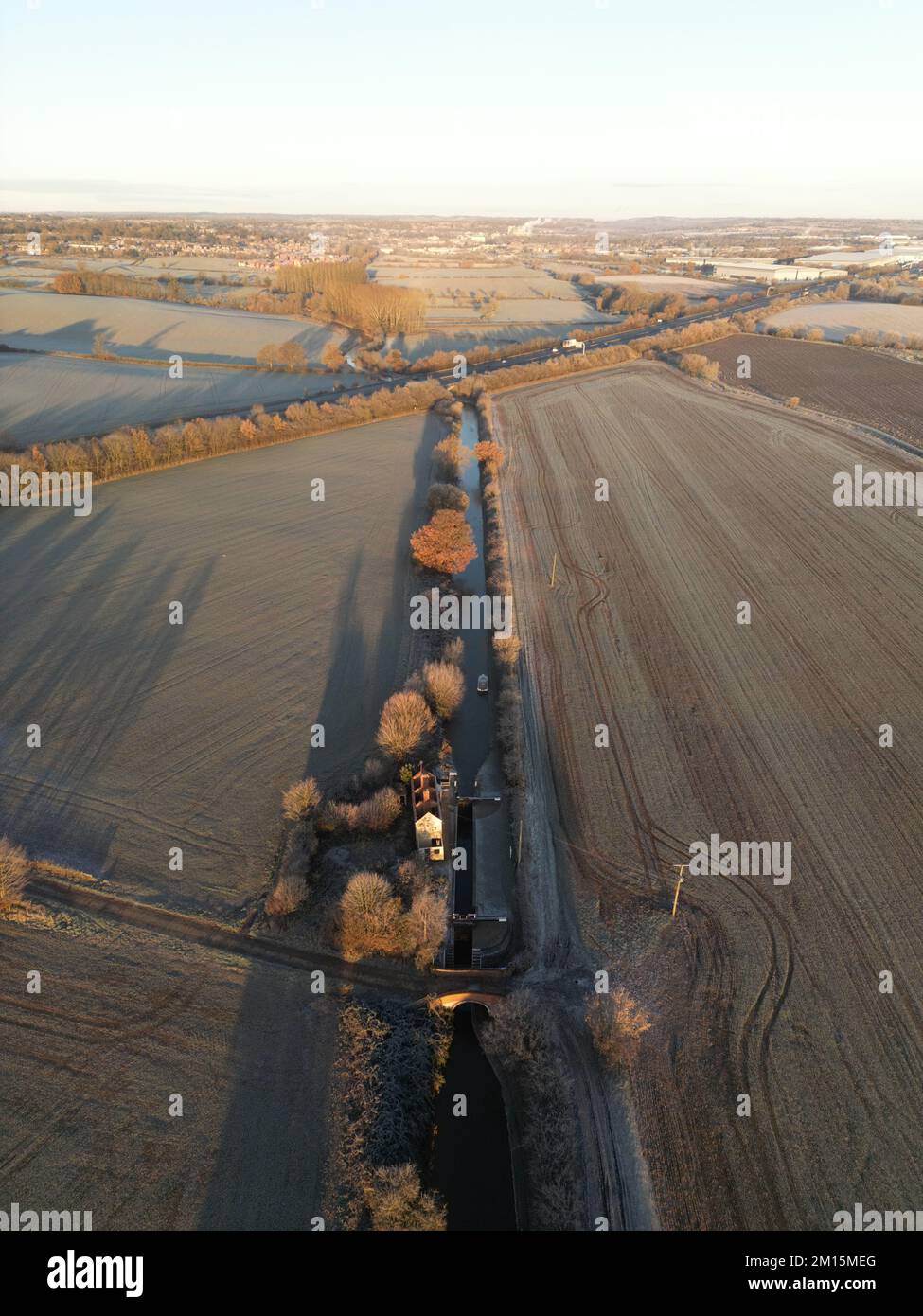Grants Lock Aerial photo. Oxford canal. Oxfordshire. England. UK Stock ...