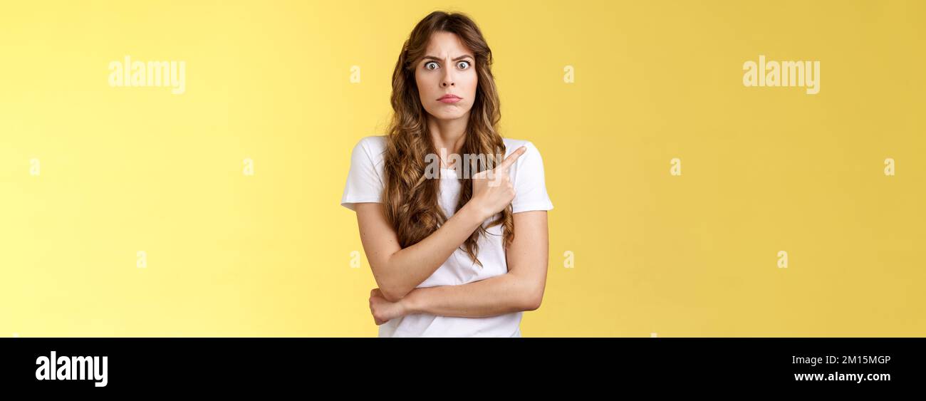 What he doing her. Intense displeased woman see ex-boyfriend behind ...