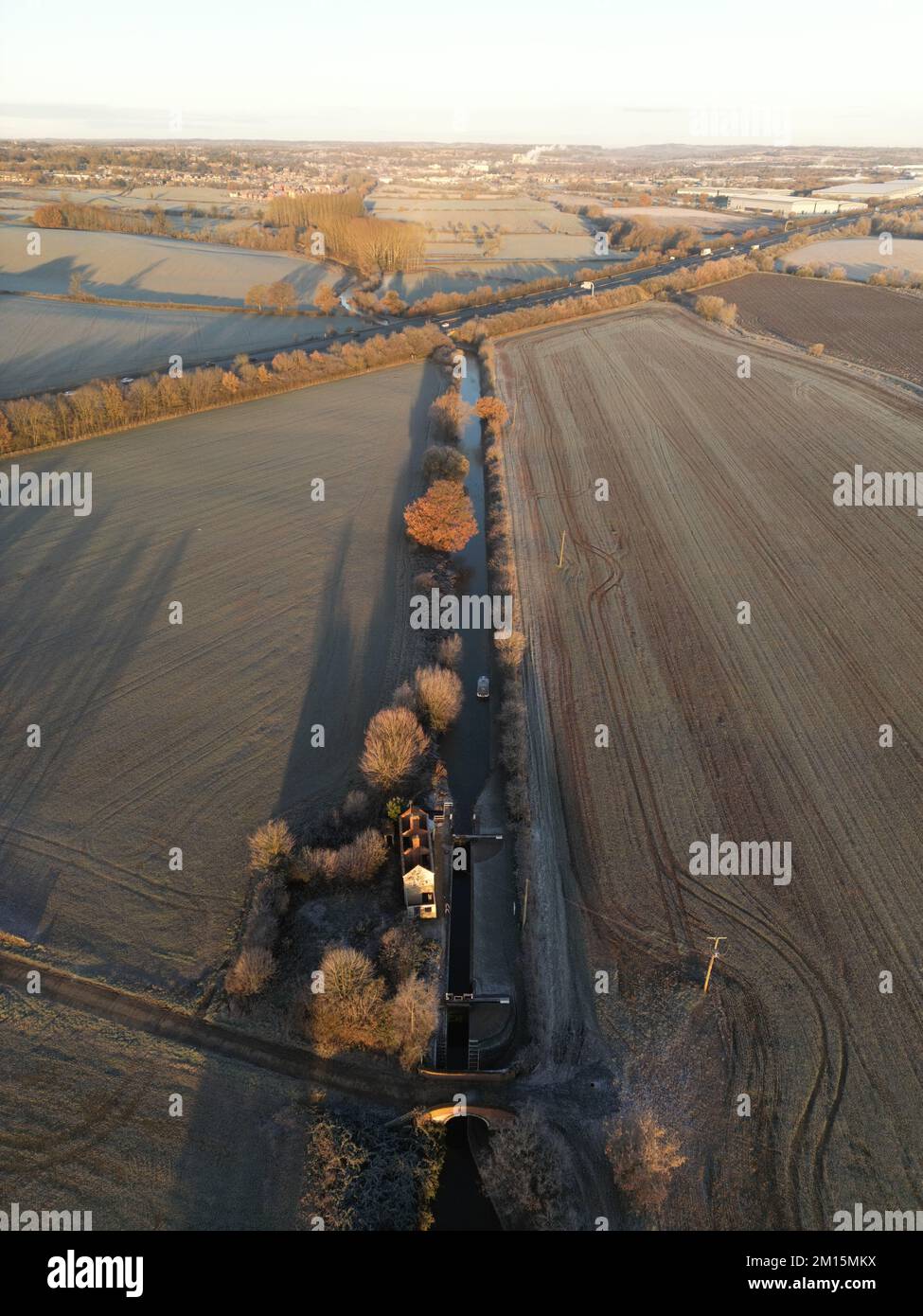 Grants Lock Aerial photo. Oxford canal. Oxfordshire. England. UK Stock ...