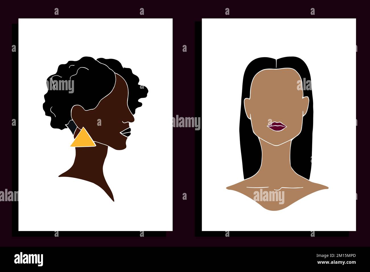 Abstract women silhouettes in frames. Women. Hand drawn vector art ...