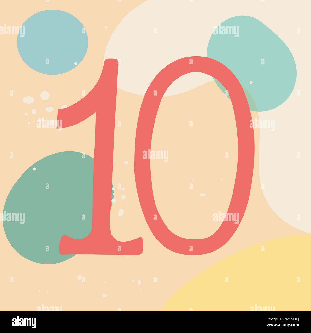 Hand drawn background with number ten. Hand made design. Vector art ...