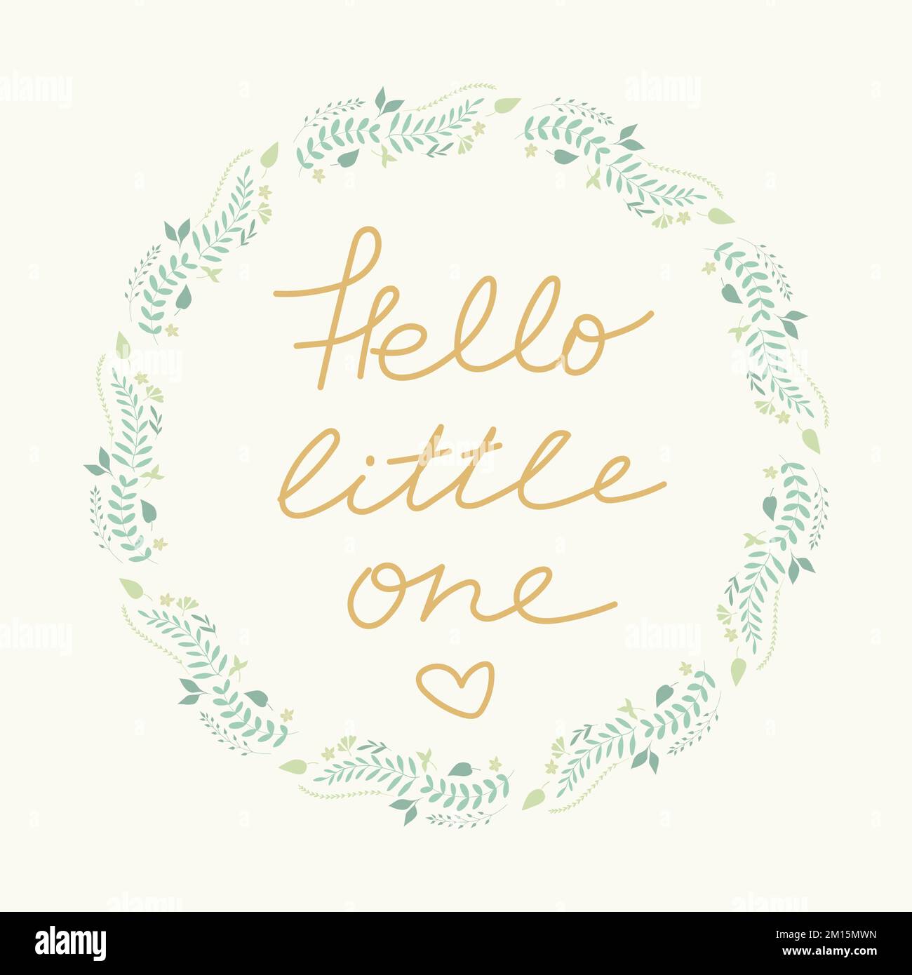 Hello little one greeting card for baby shower and congratulations on the birth of a baby. Hand ...