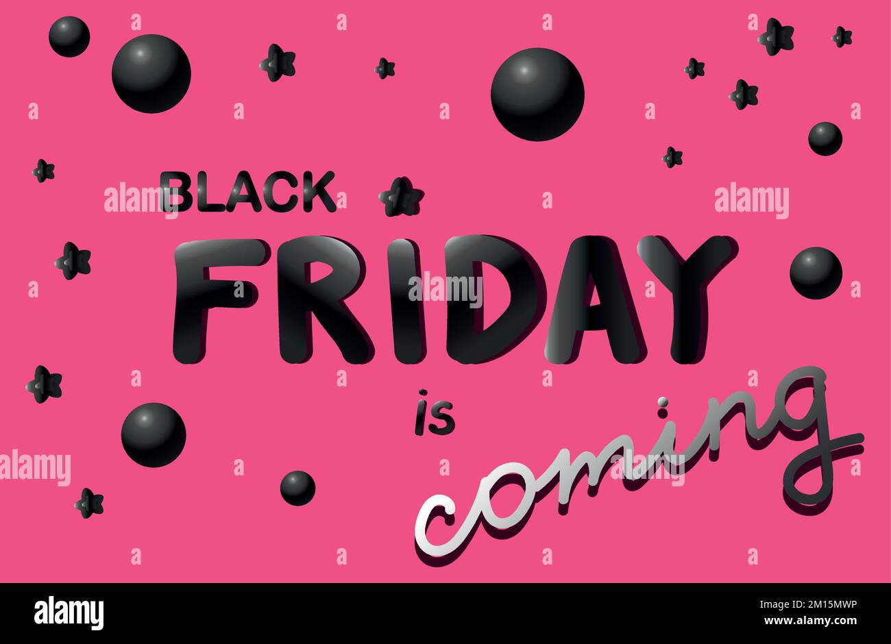 Black friday is coming banner. Hand drawn letters on pink background ...