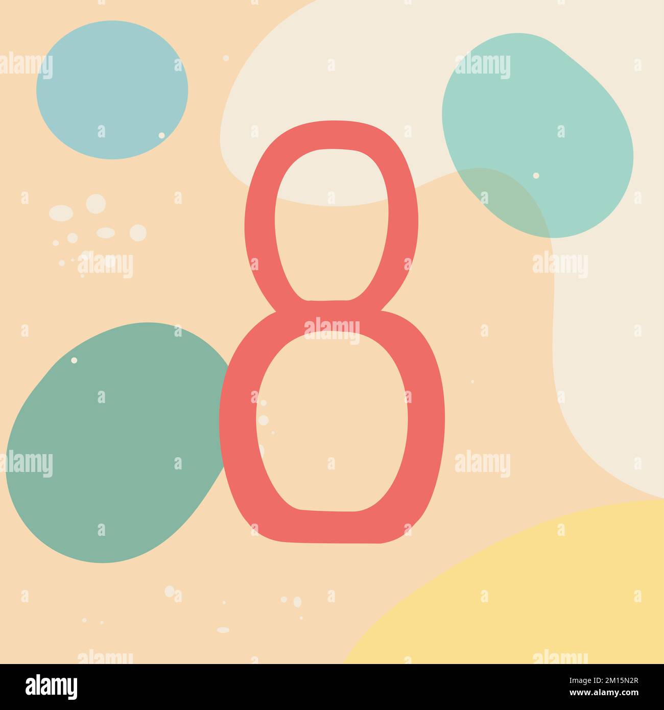 Hand drawn background with number Eight. Hand made design. Vector art ...