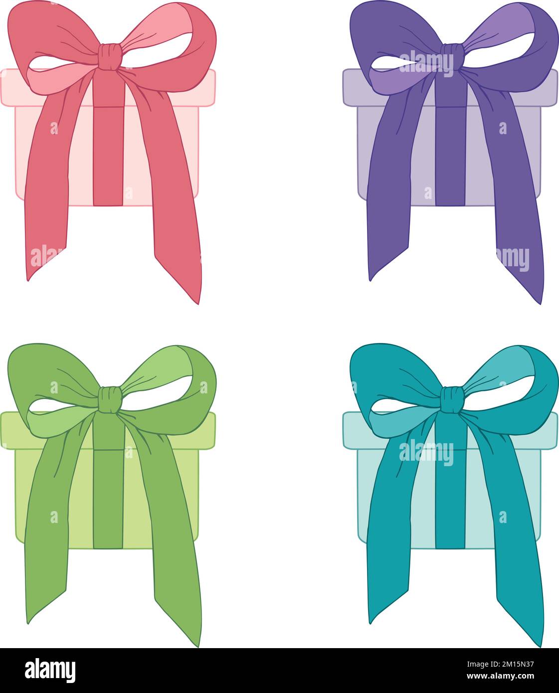 Hand drawn set of presents in different colors. Gift. Vector art Stock ...