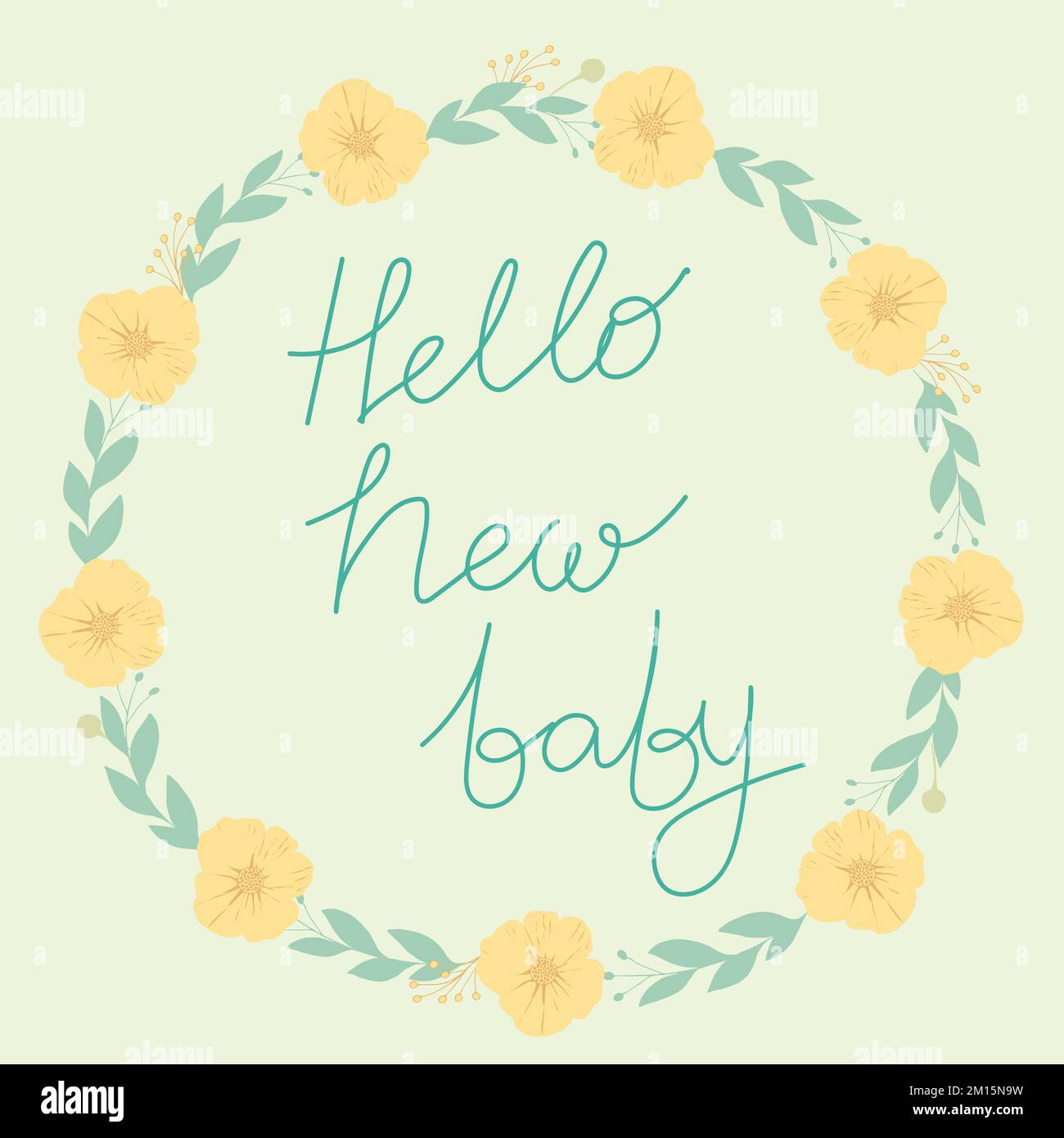 Hello new baby greeting card for baby shower and congratulations on the ...