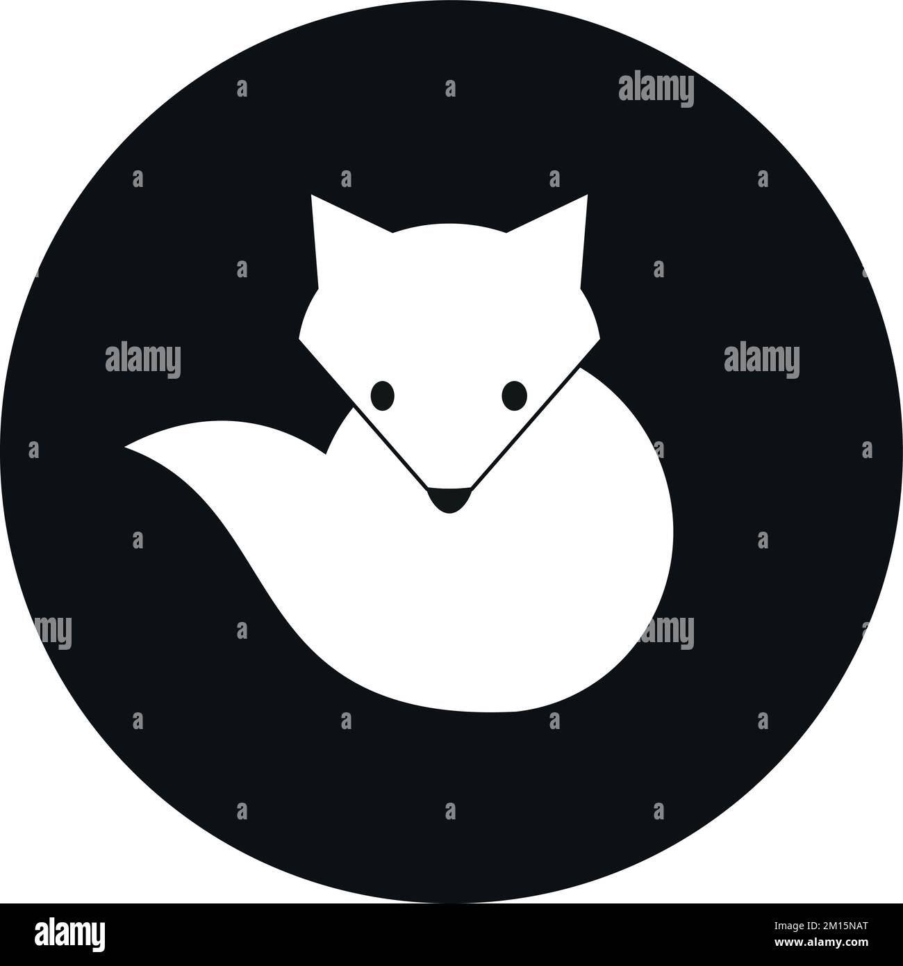 Arctic fox simple flat icon. Monochrome animal logo. Black and white. Vector art Stock Vector ...