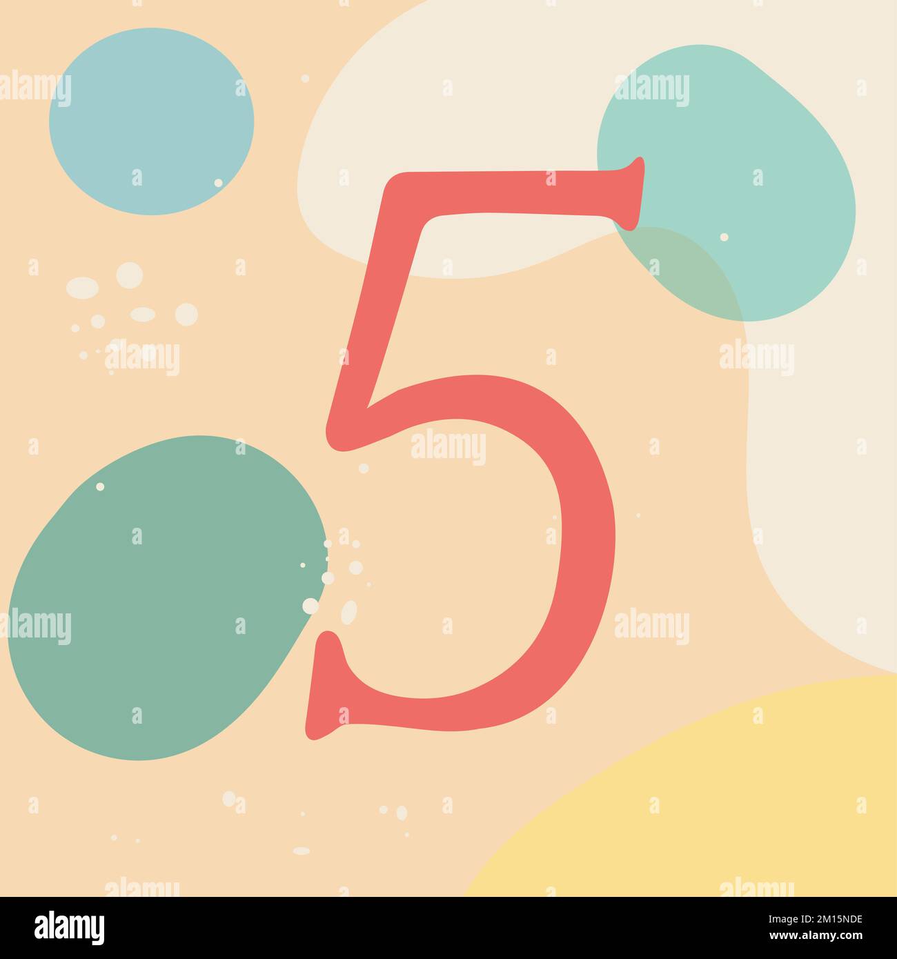 Hand drawn background with number five. Hand made design. Vector art ...