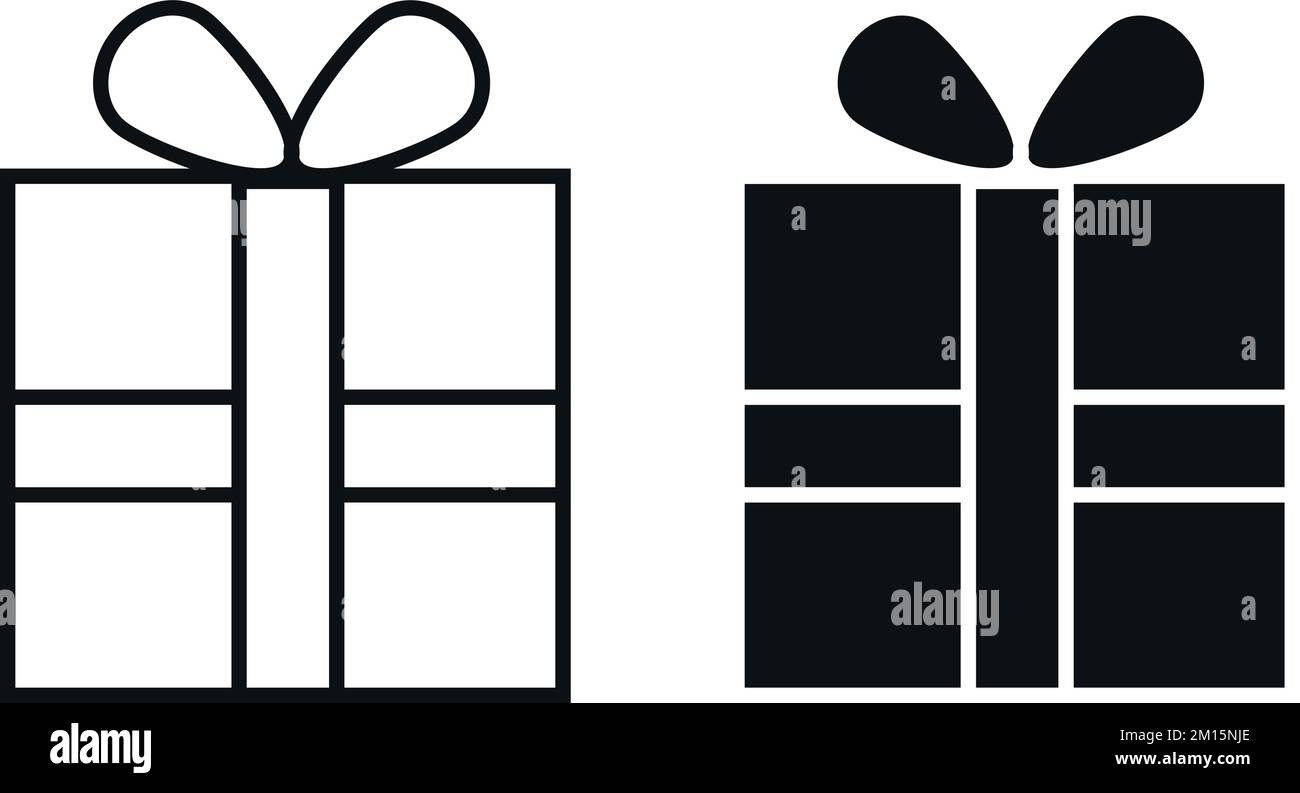 Gift box icons. Black and white box. Present. Simple flat design. Vector art Stock Vector Image ...