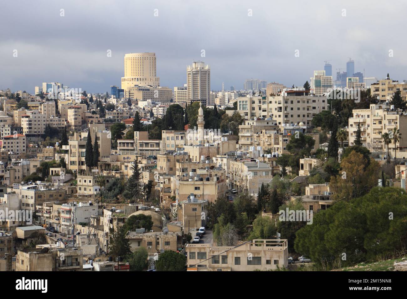 Panoramic view the modern buildings of Amman city, Jordan Stock Photo ...