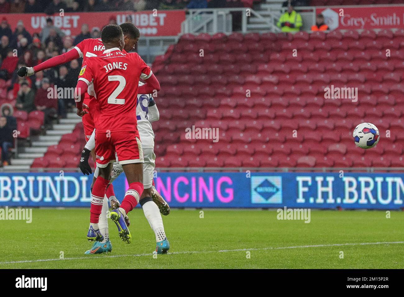 Chuba Akpom #29 of Middlesbrough heads the ball down at goal and scores ...