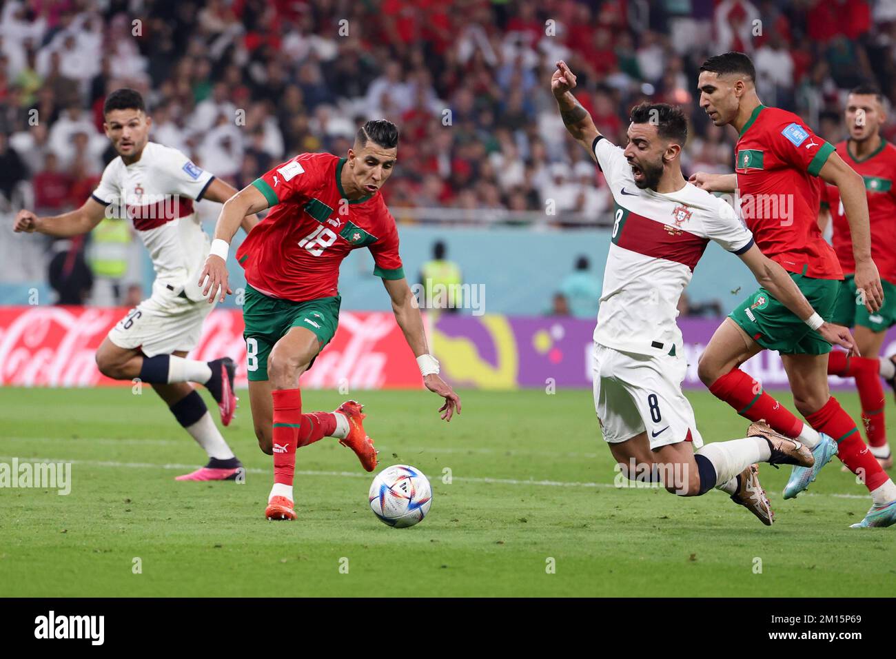 Doha, Qatar. 10th Dec, 2022. Bruno Fernandes (3rd L) of Portugal ...