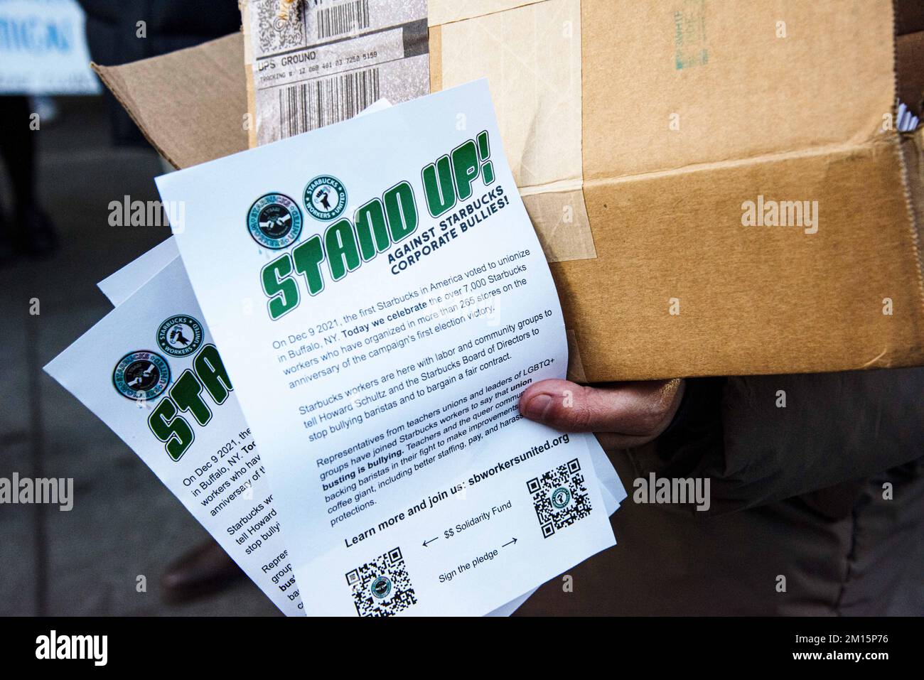 December 9, 2022, New York City, New York, USA: Flyers being ...